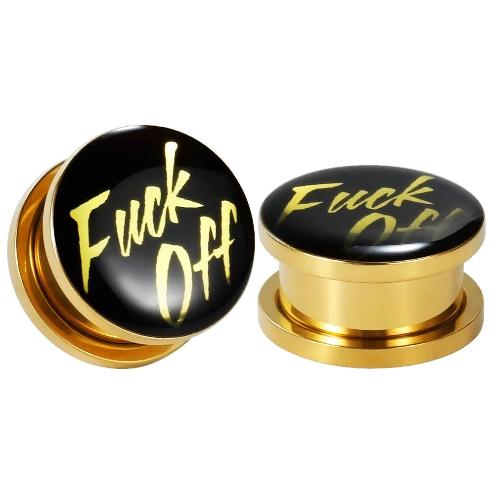 Golden Ear Plugs With Logos 6mm-30mm – Alpha Piercing