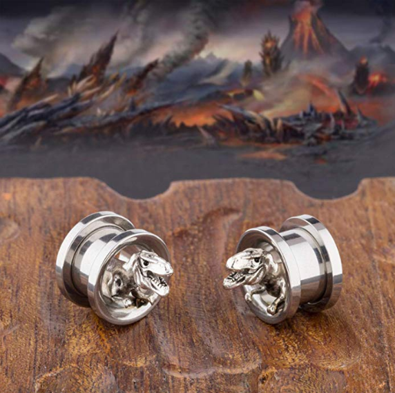 T-Rex Dinosaur Ear Plugs 6-25mm – Alpha Piercing